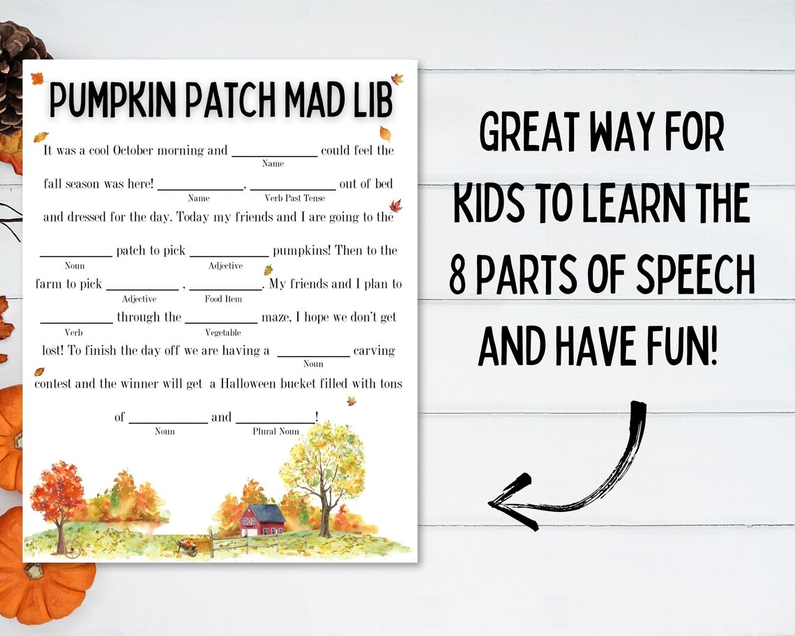 Kids Fall Mad Lib Game | Pumpkin Patch Kids Game | Fall Word Games ...