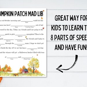 Kids Fall Mad Lib Game | Pumpkin Patch Kids Game | Fall Word Games ...