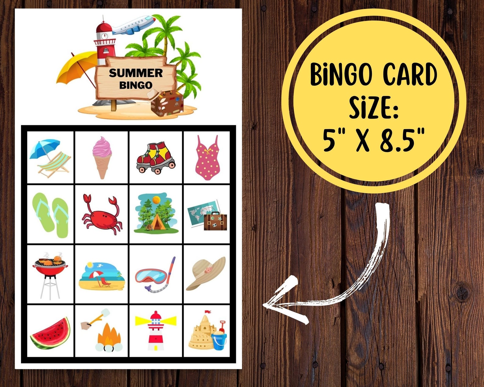 Summer Time Bingo Game | Children's Bingo Game | Printable Bingo Game ...