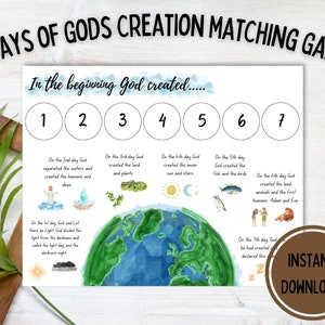 Kids Bible Story Matching Game |7 Days of Creation Game | Christian ...