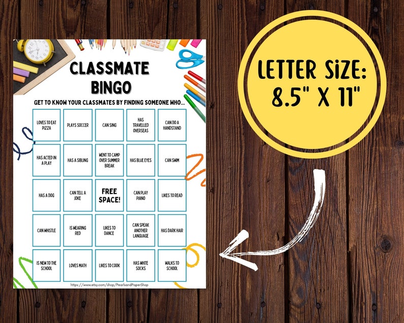 Classmate Bingo Game | School Bingo Game | Printable Bingo Game |back ...