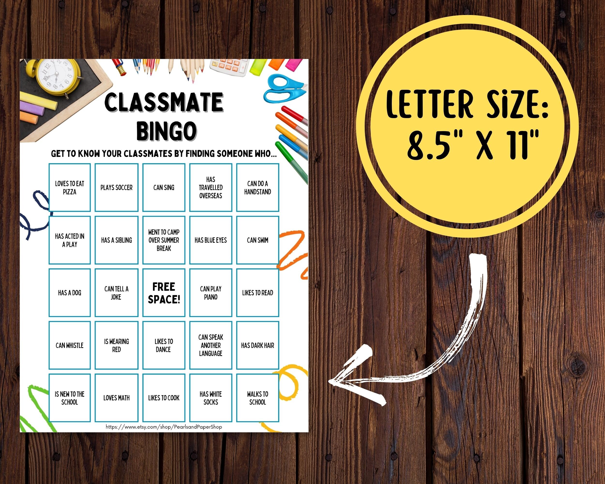 Classmate Bingo Game | School Bingo Game | Printable Bingo Game |back ...