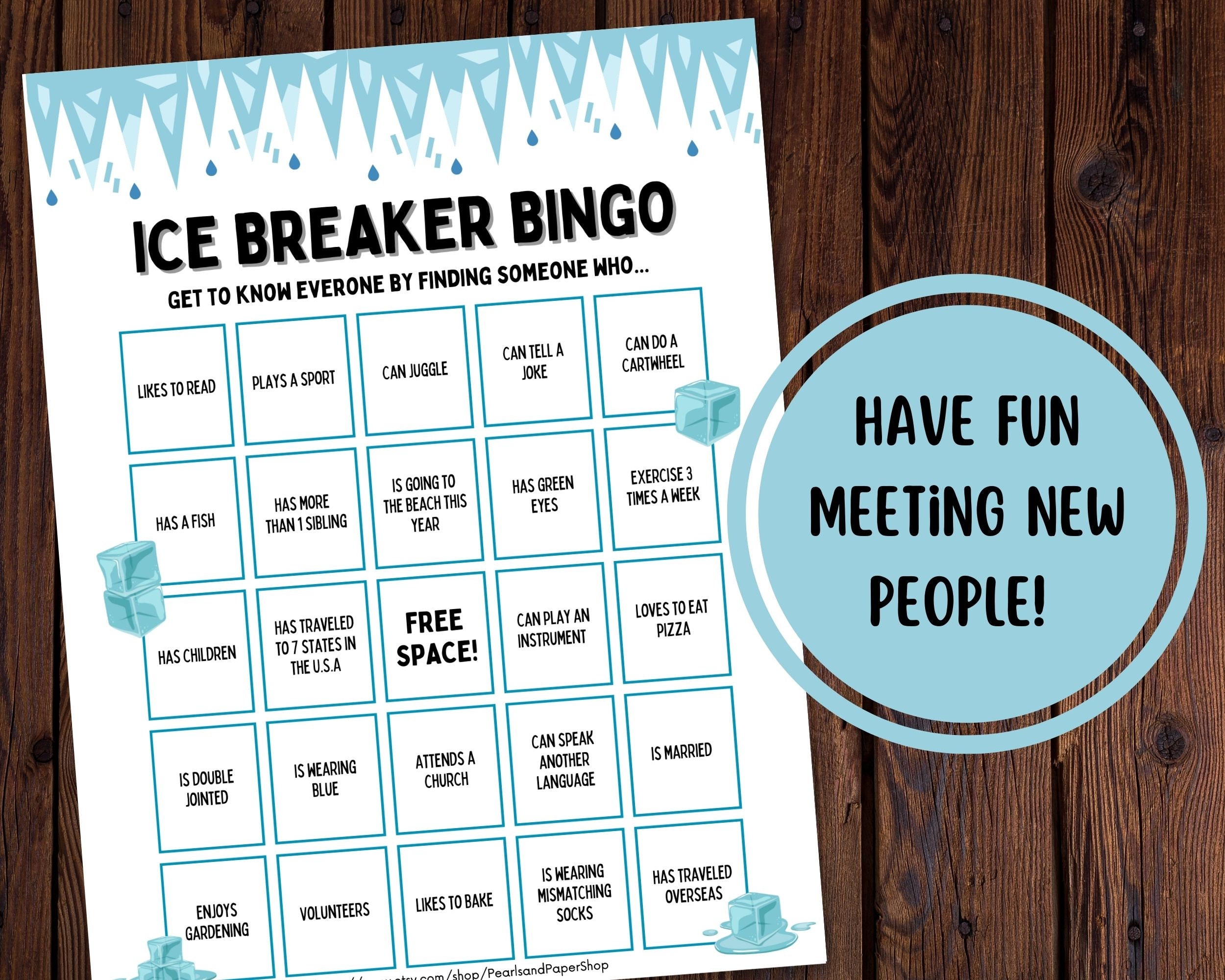 Adult Ice Breaker Bingo Game | Adult Bingo Game | Coworker Bingo Game ...