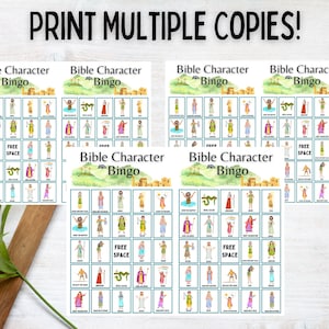 Kids Bible Bingo Game | Bible Character Bingo | Kids Faith Bingo Game ...