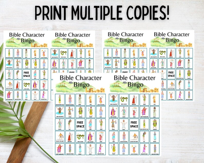Kids Bible Bingo Game Bible Character Bingo Kids Faith Bingo Game ...