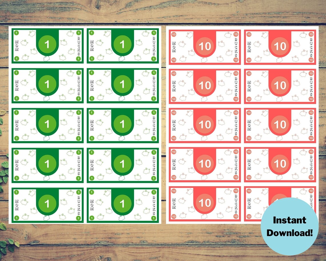 Kids Chore Chart | Mom Bucks Printable | Kids Behavior Bucks | Instant ...