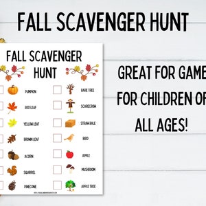 Fall Scavenger Hunt | Printable Autumn Games | Kids Fall Games ...
