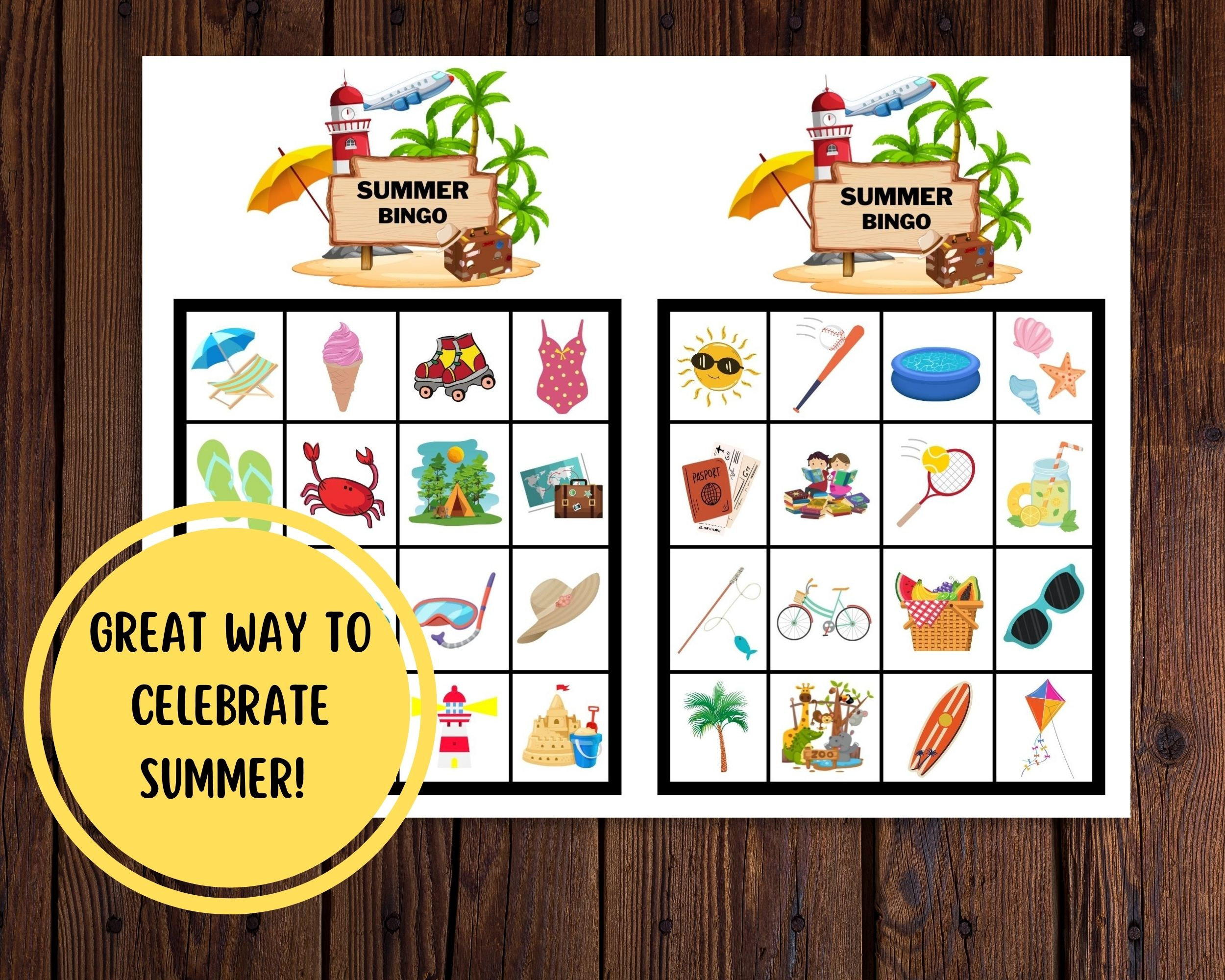 Summer Time Bingo Game | Children's Bingo Game | Printable Bingo Game ...