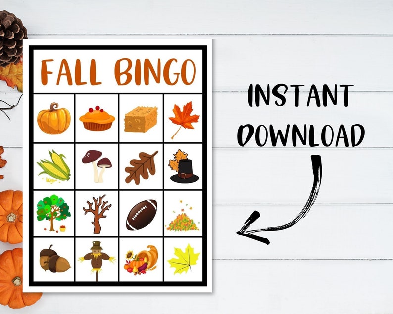 Fall Bingo Game | Printable Fall Party Game | Fall Family Activities ...