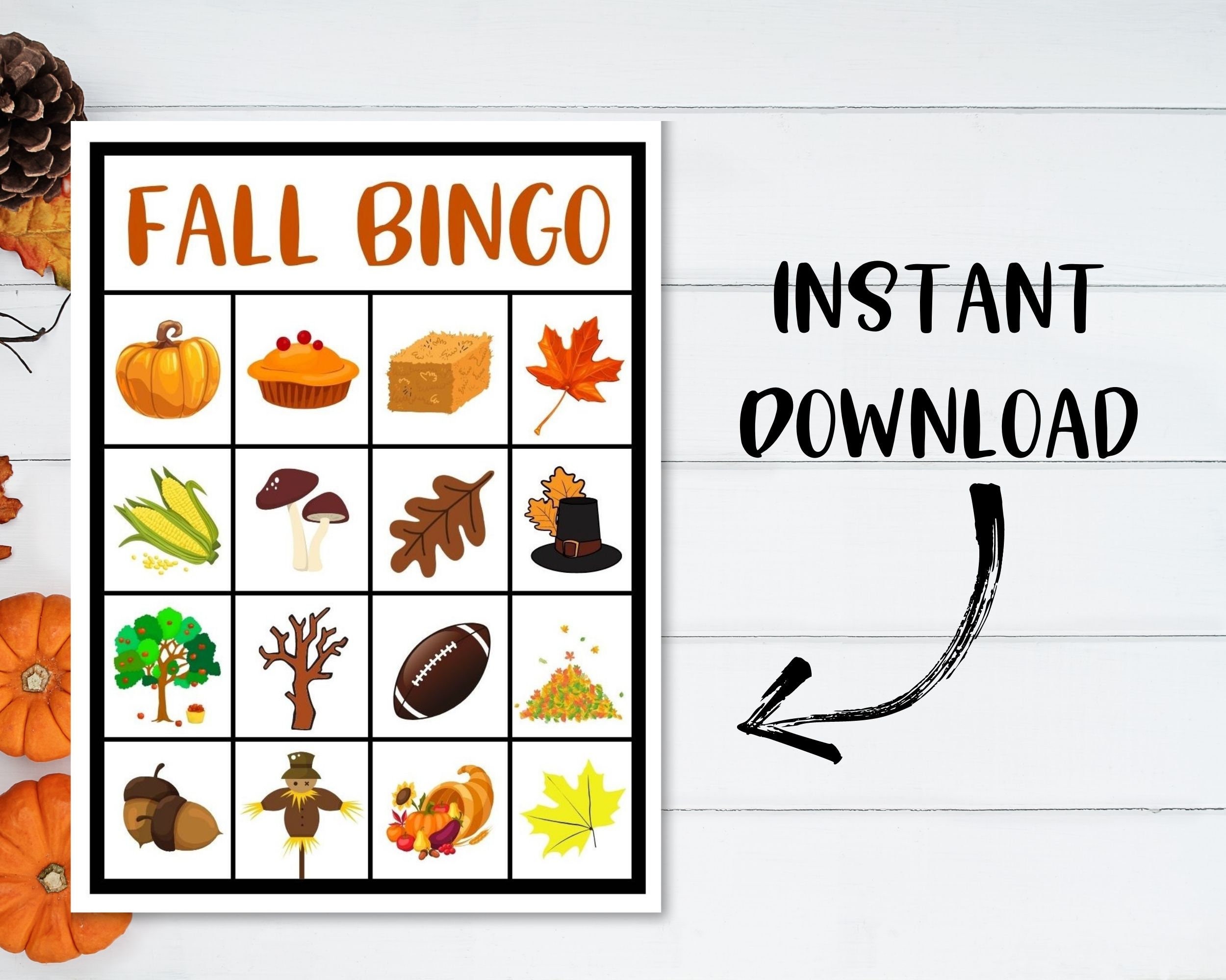 Fall Bingo Game | Printable Fall Party Game | Fall Family Activities ...