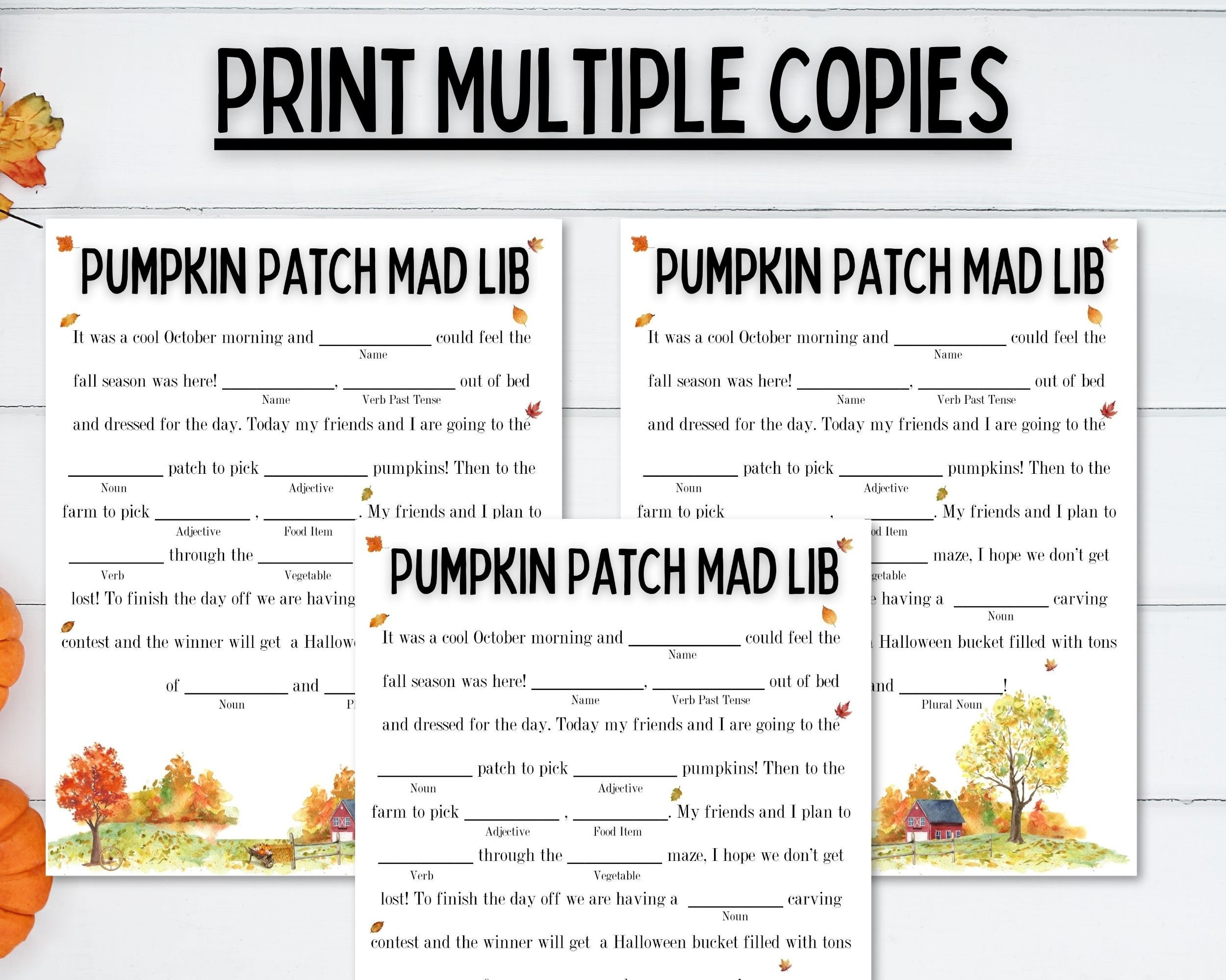 Kids Fall Mad Lib Game | Pumpkin Patch Kids Game | Fall Word Games ...