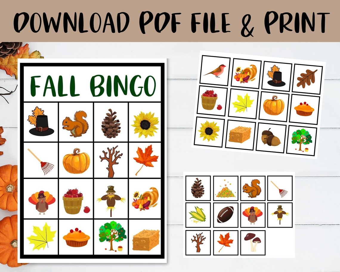 Fall Bingo Game | Printable Fall Party Game | Fall Family Activities ...