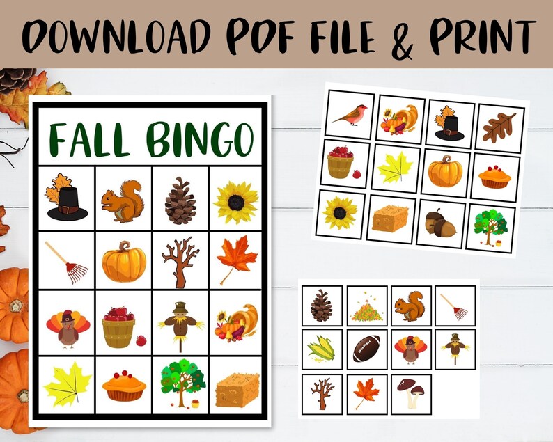 Fall Bingo Game | Printable Fall Party Game | Fall Family Activities ...