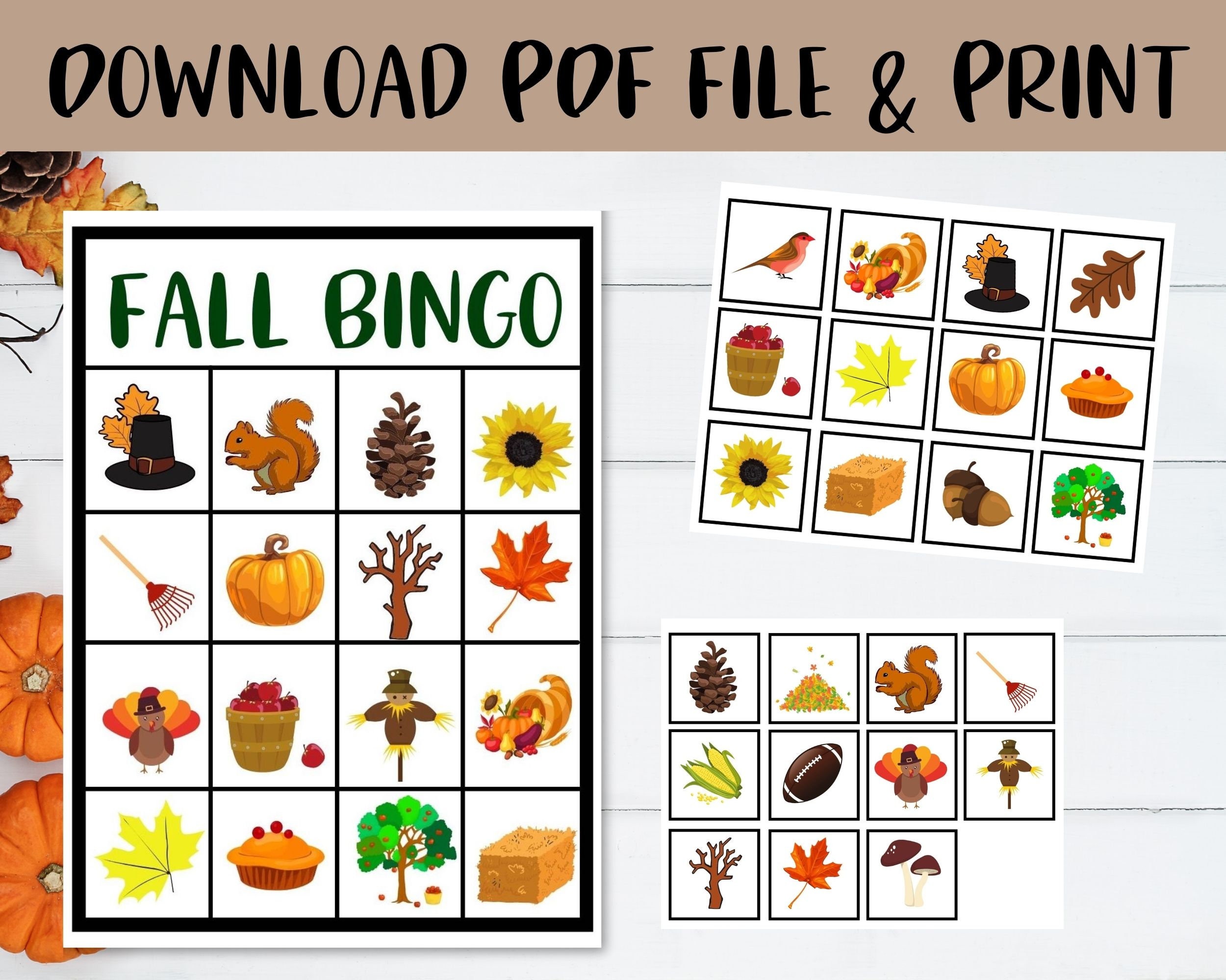 Fall Bingo Game | Printable Fall Party Game | Fall Family Activities ...