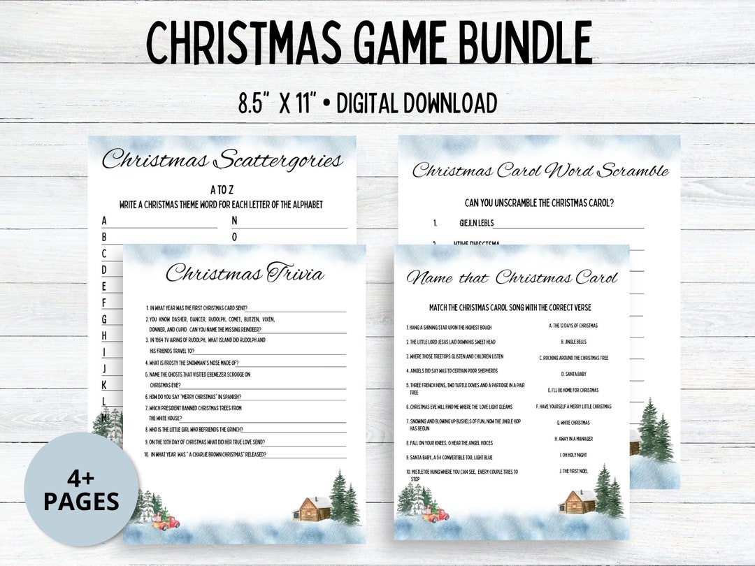Printable Christmas Game Bundle | Instant Download Holiday Party Game ...