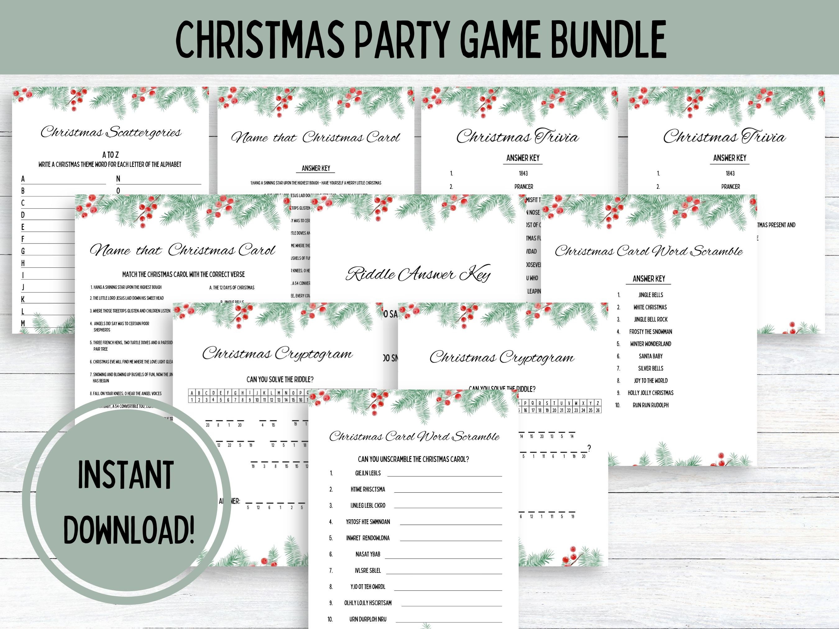 Printable Christmas Party Games | Holiday Game Night | Holiday Party ...