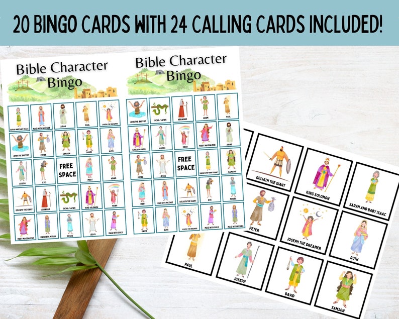 Kids Bible Bingo Game | Bible Character Bingo | Kids Faith Bingo Game ...