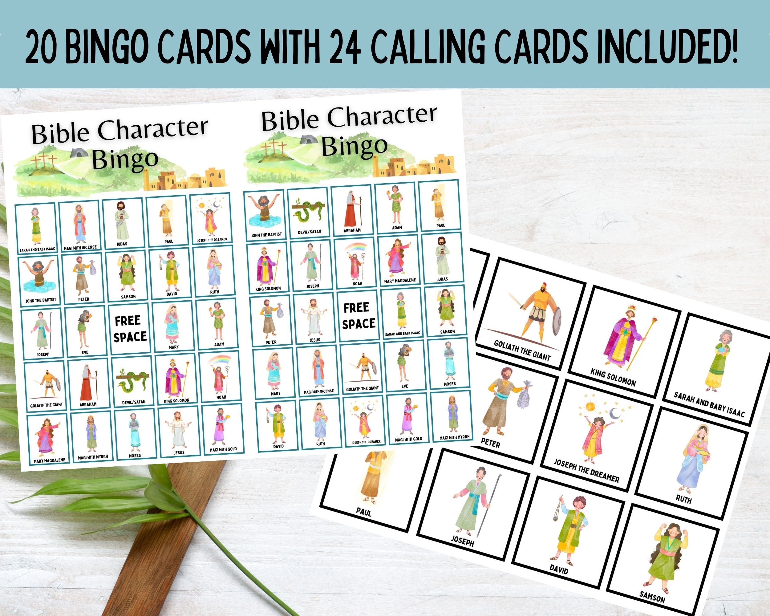 Kids Bible Bingo Game | Bible Character Bingo | Kids Faith Bingo Game ...