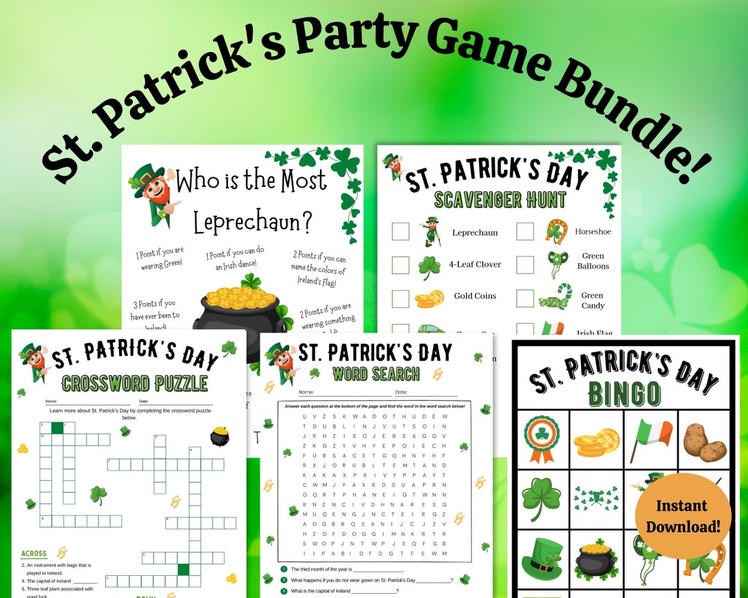 Printable St. Patrick's Party Game Bundle | Kids St. Patty's Day Games ...