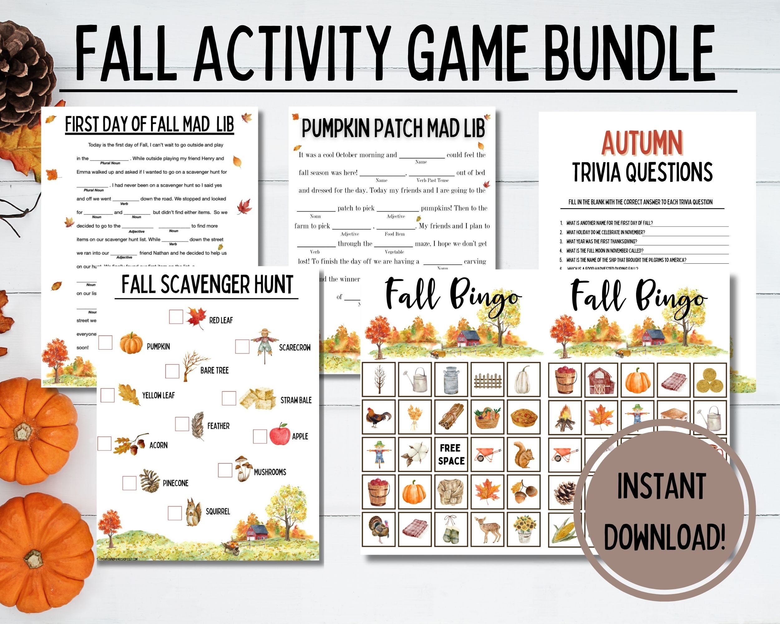 Children Fall Activity Game Bundle | Autumn Games for Kids | Classroom ...