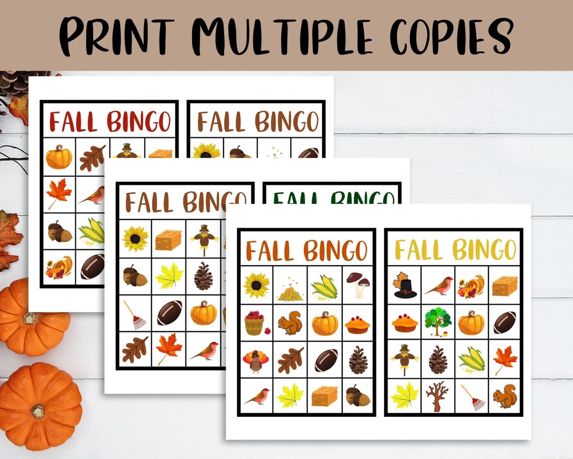 Fall Bingo Game | Printable Fall Party Game | Fall Family Activities ...