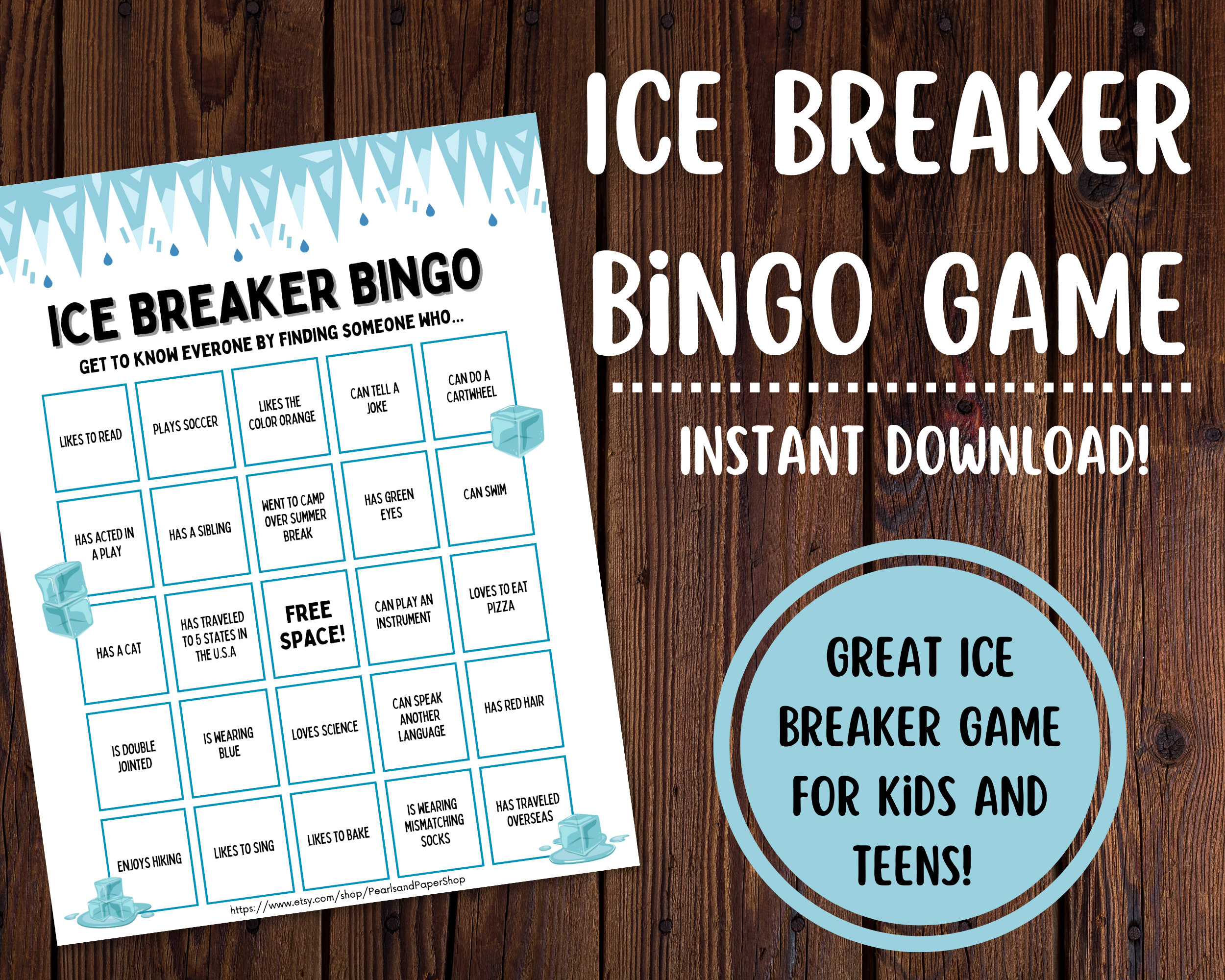 Ice Breaker Bingo Game | Kids Ice Breaker Game | Ice Breaker Bingo Game ...