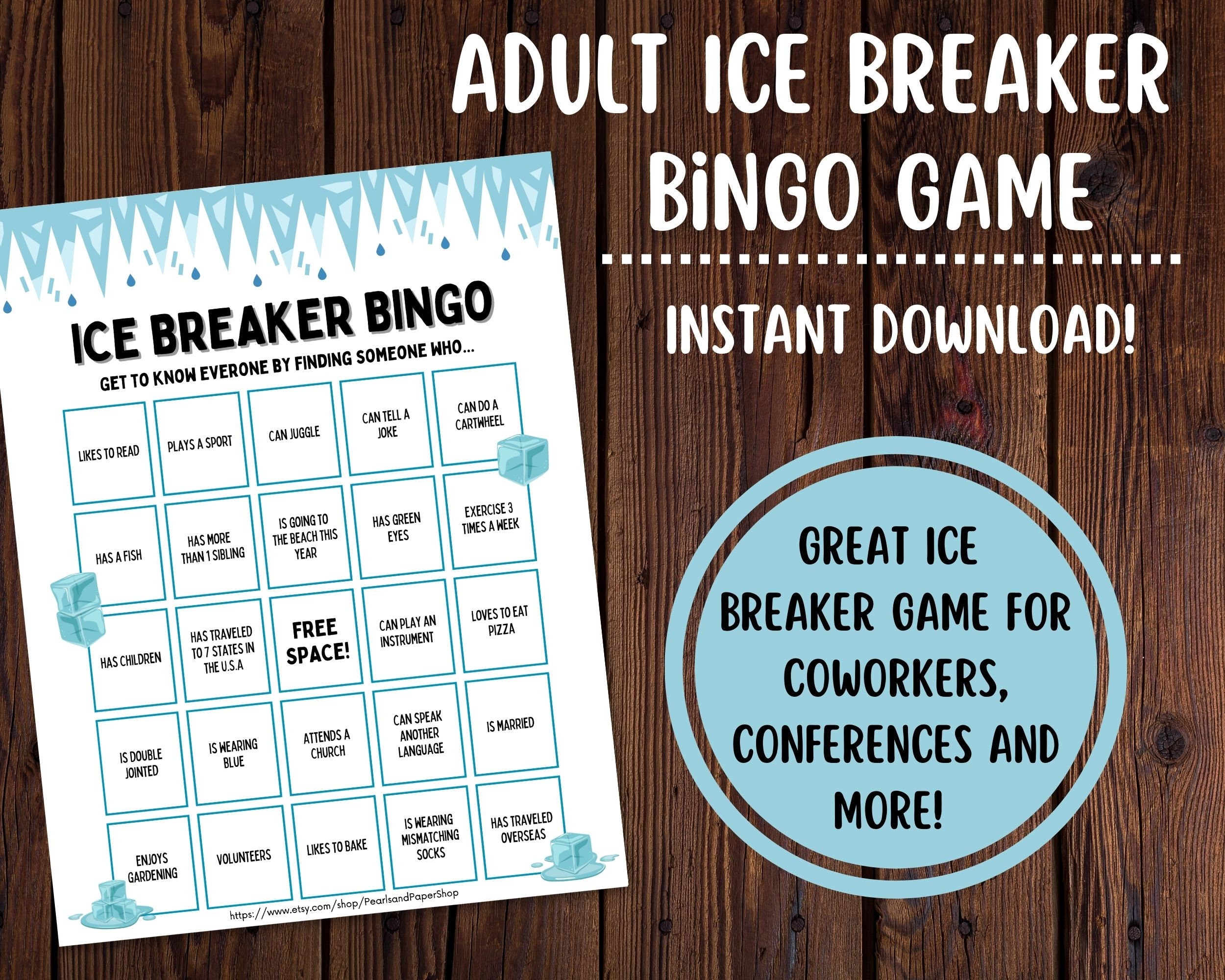 Adult Ice Breaker Bingo Game | Adult Bingo Game | Coworker Bingo Game ...