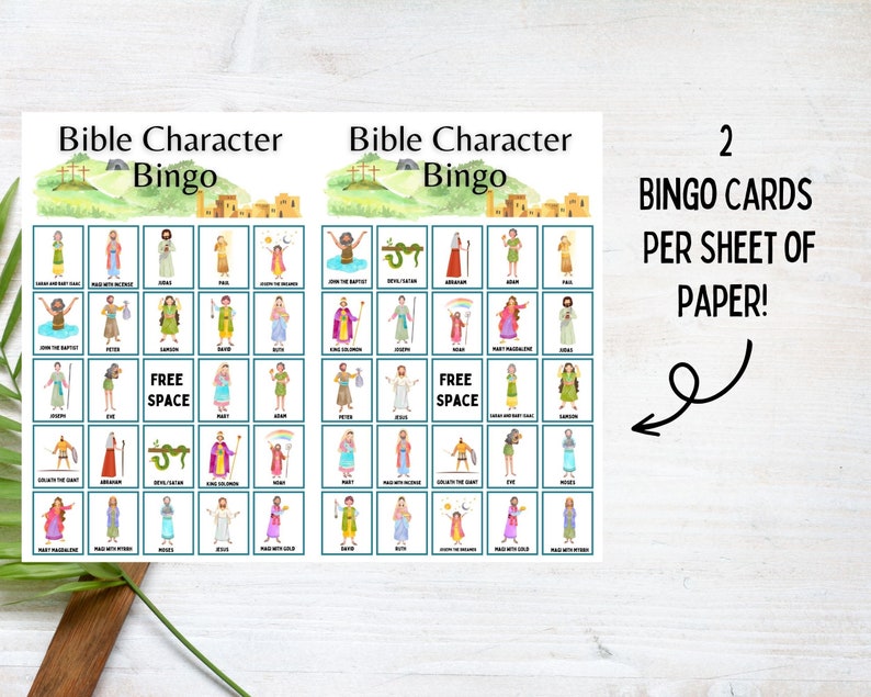 Kids Bible Bingo Game | Bible Character Bingo | Kids Faith Bingo Game ...