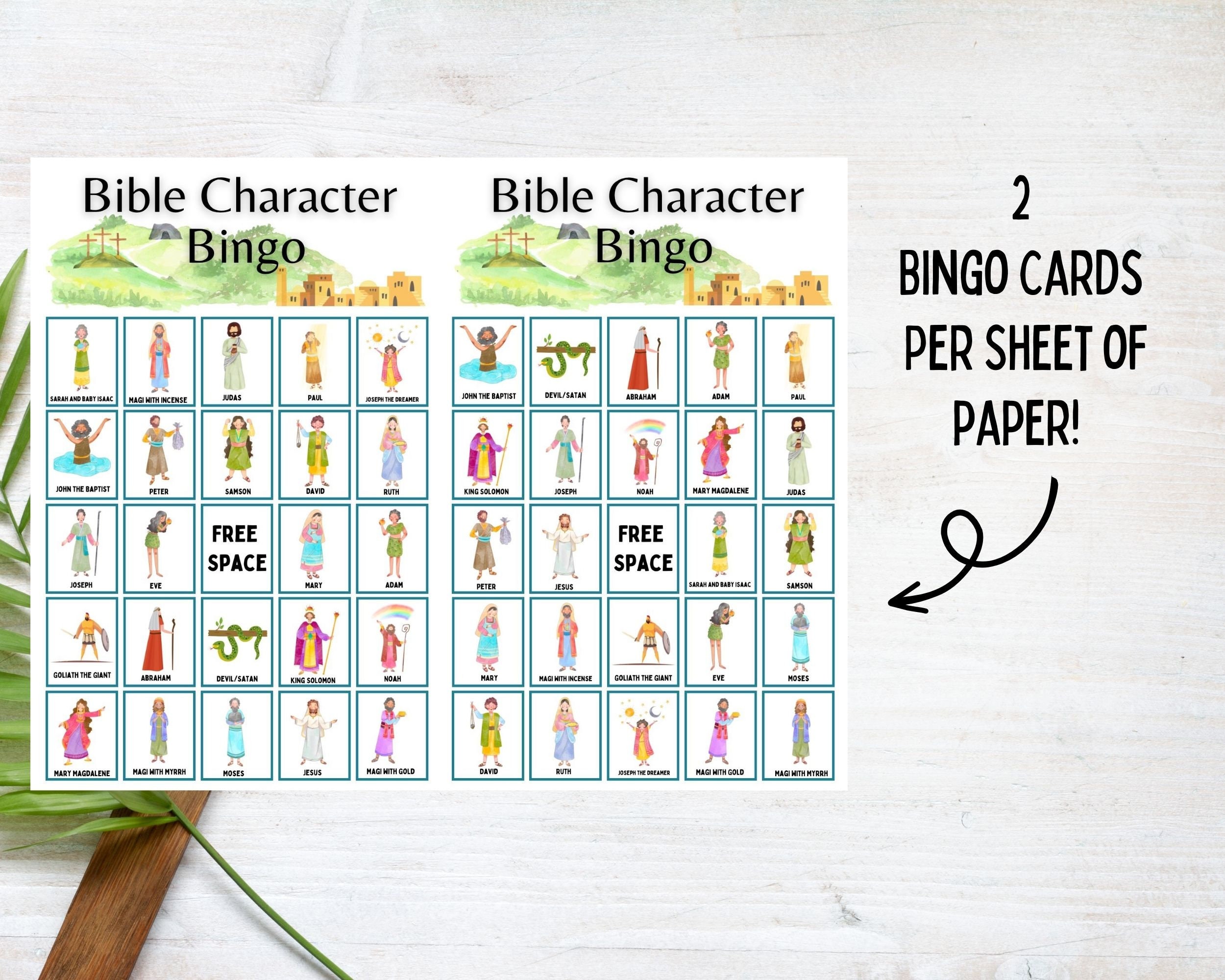 Kids Bible Bingo Game Bible Character Bingo Kids Faith Bingo Game ...