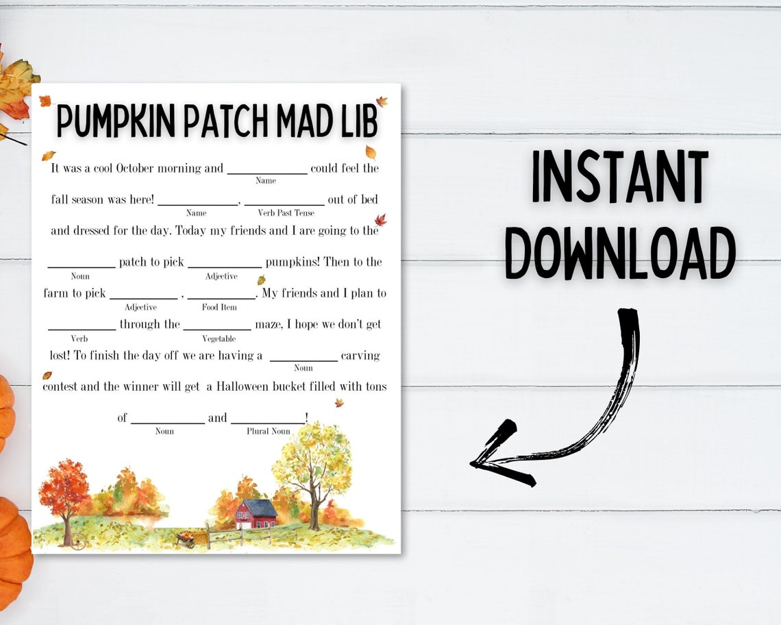 Kids Fall Mad Lib Game | Pumpkin Patch Kids Game | Fall Word Games ...