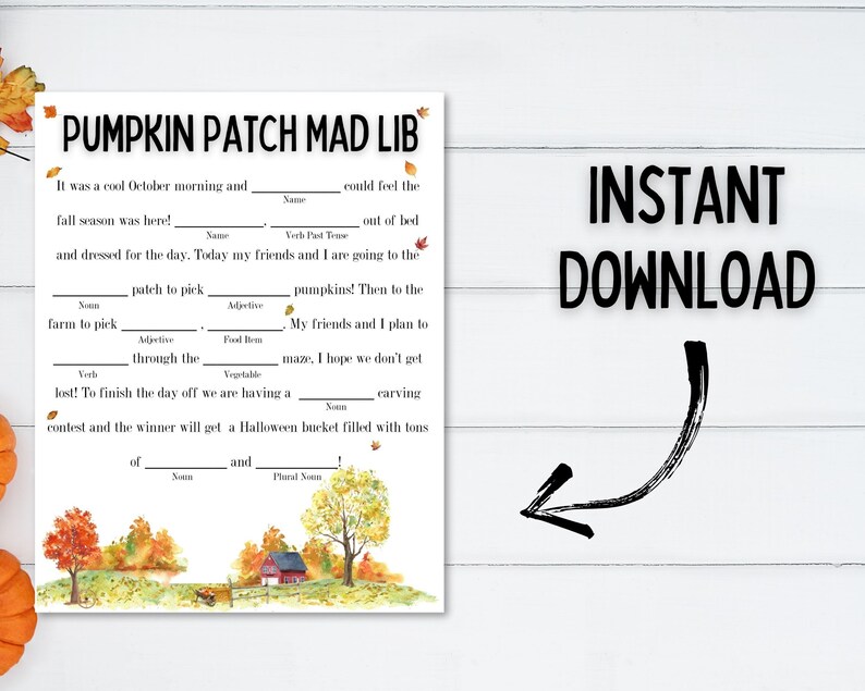 Kids Fall Mad Lib Game | Pumpkin Patch Kids Game | Fall Word Games ...