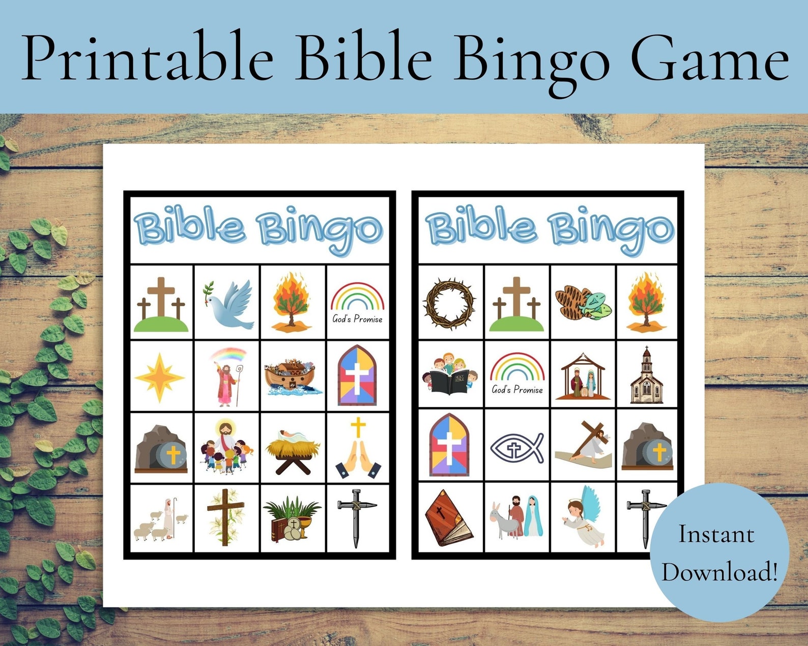 Printable Bible Bingo Game | Instant Download Bible Bingo Game | Church ...