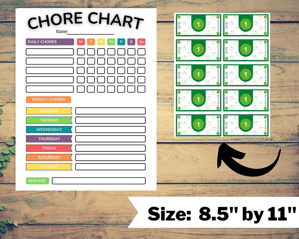 Kids Chore Chart | Mom Bucks Printable | Kids Behavior Bucks | Instant ...