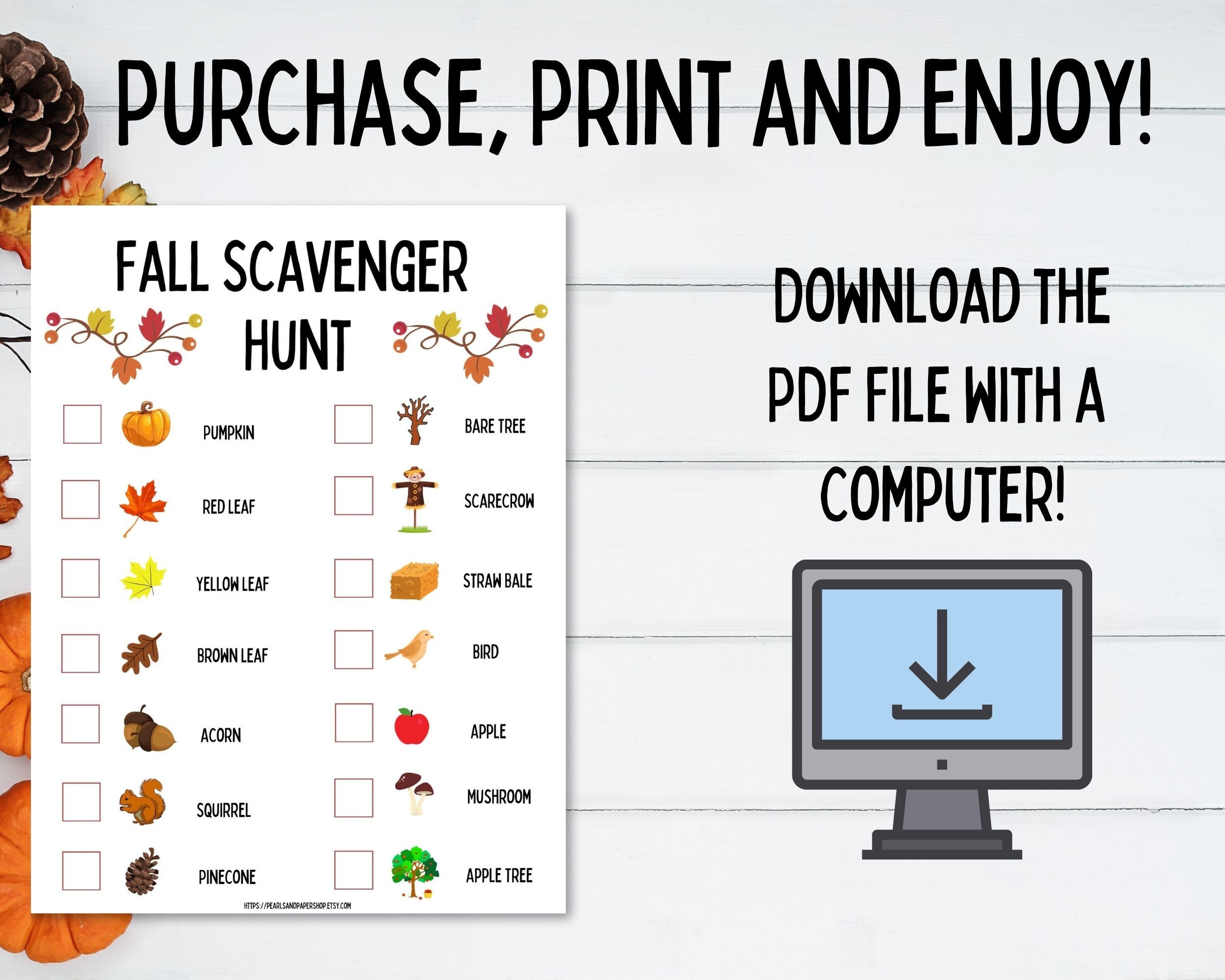 Fall Scavenger Hunt Printable Autumn Games Kids Fall Games Printable ...