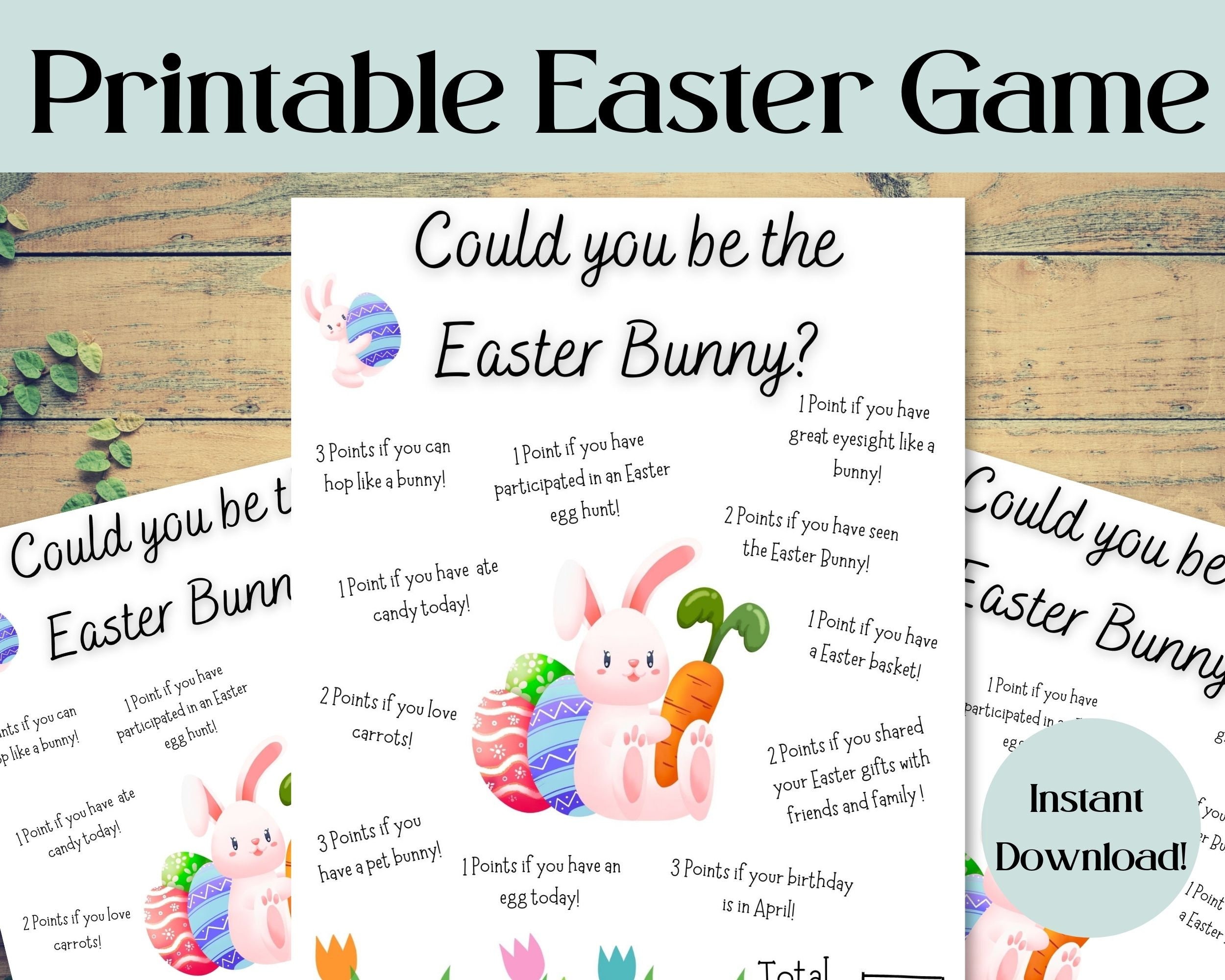 Printable Could You Be the Easter Bunny Game, Children's Easter Game ...