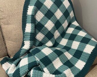 Crochet Buffalo Plaid Throw Blanket Afghan | Etsy