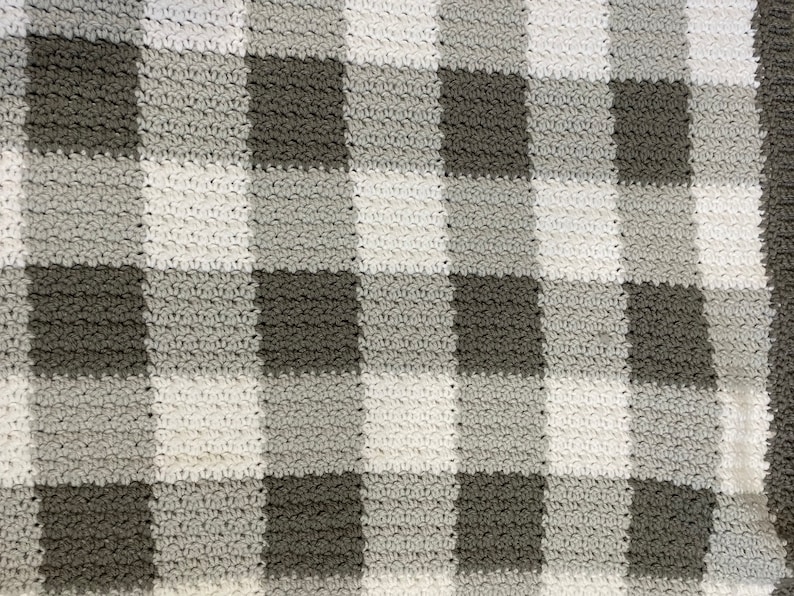 Crochet Buffalo Plaid Throw Blanket Afghan - Etsy