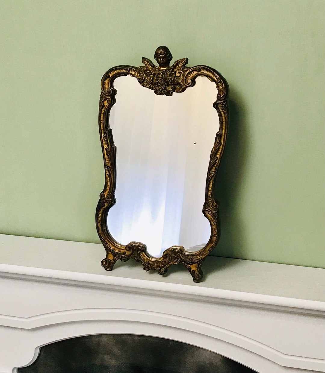 Gothic Gold Ornate Standing Mirror Enchanting Unusual Wood and Plaster ...