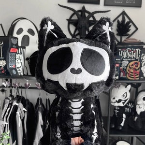 Skelekitty Plush Skeleton Cat Plush Halloween Stuffed Animal Gothic ...