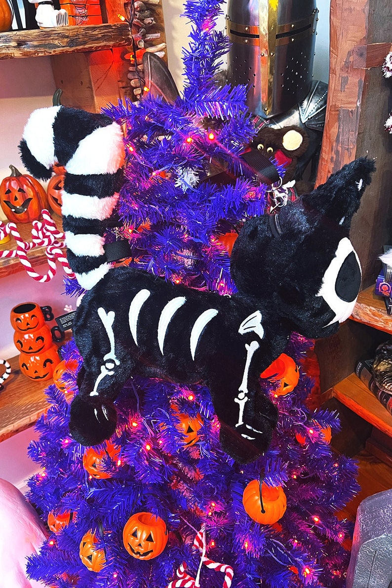 Skeleton Cat Plush Bag: Embroidered Faux Fur Crossbody Shoulder Purse ...