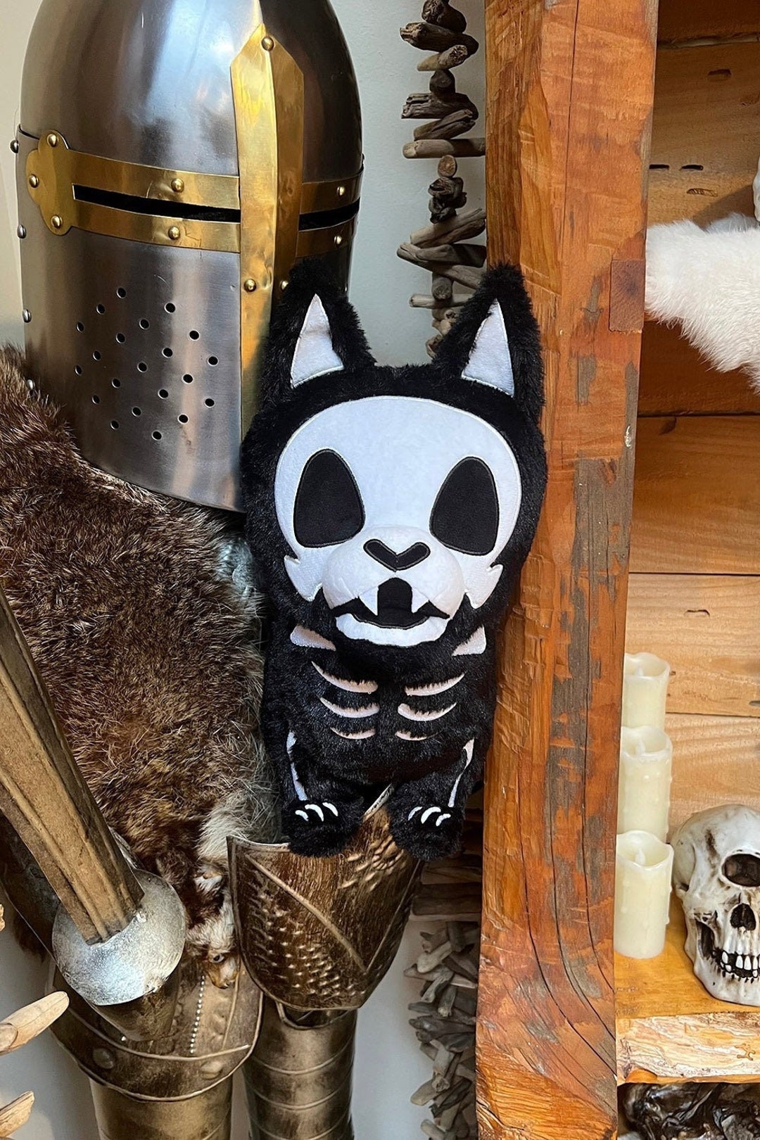 Barky Bones Plush Toy Skeleton Dog Gothic Stuffed Animal Gothic ...