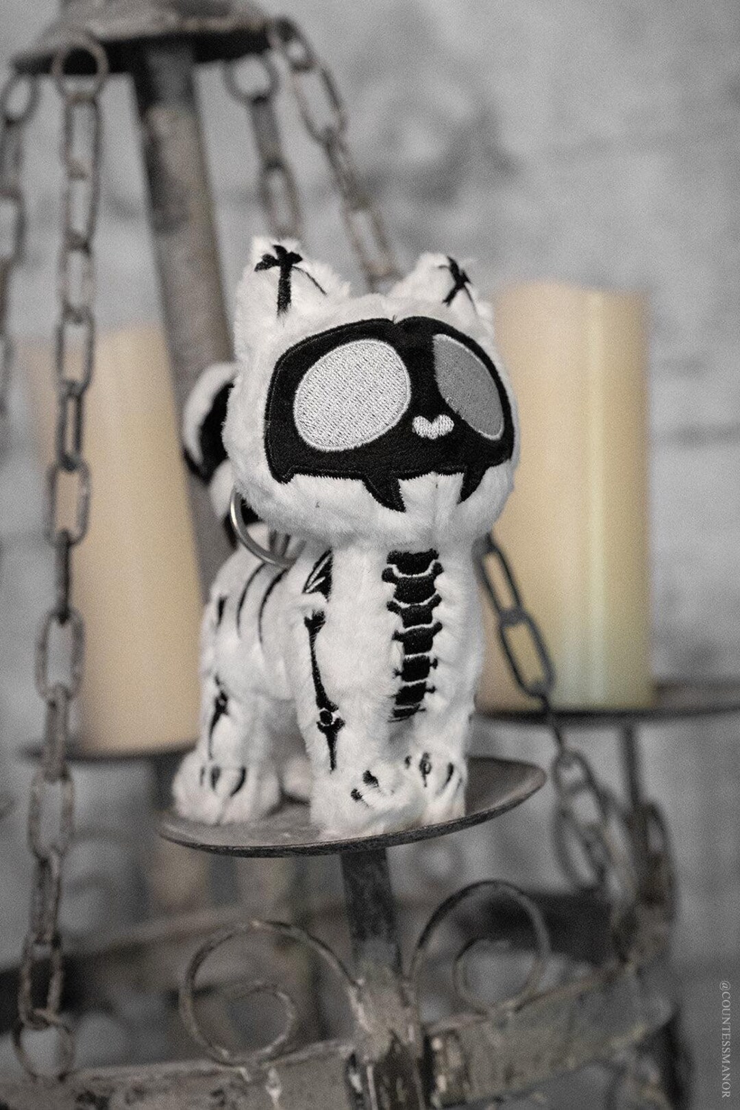 X-ray Gothic Skelekitty Plush Keychain - Etsy