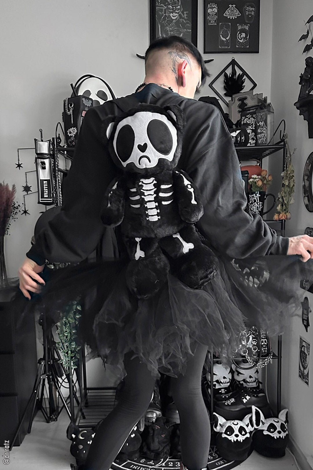 Grumpy Bones Bear Plush Backpack - Etsy