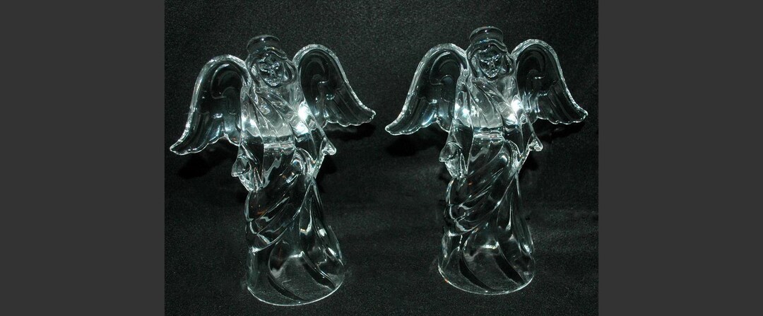 Pair of Crystal Angel Candle Holders Princess House Glass - Etsy