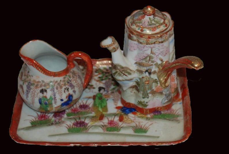 GEISHA GIRL Porcelain Japan Nippon Chocolate KYUSU Pot Set - Etsy