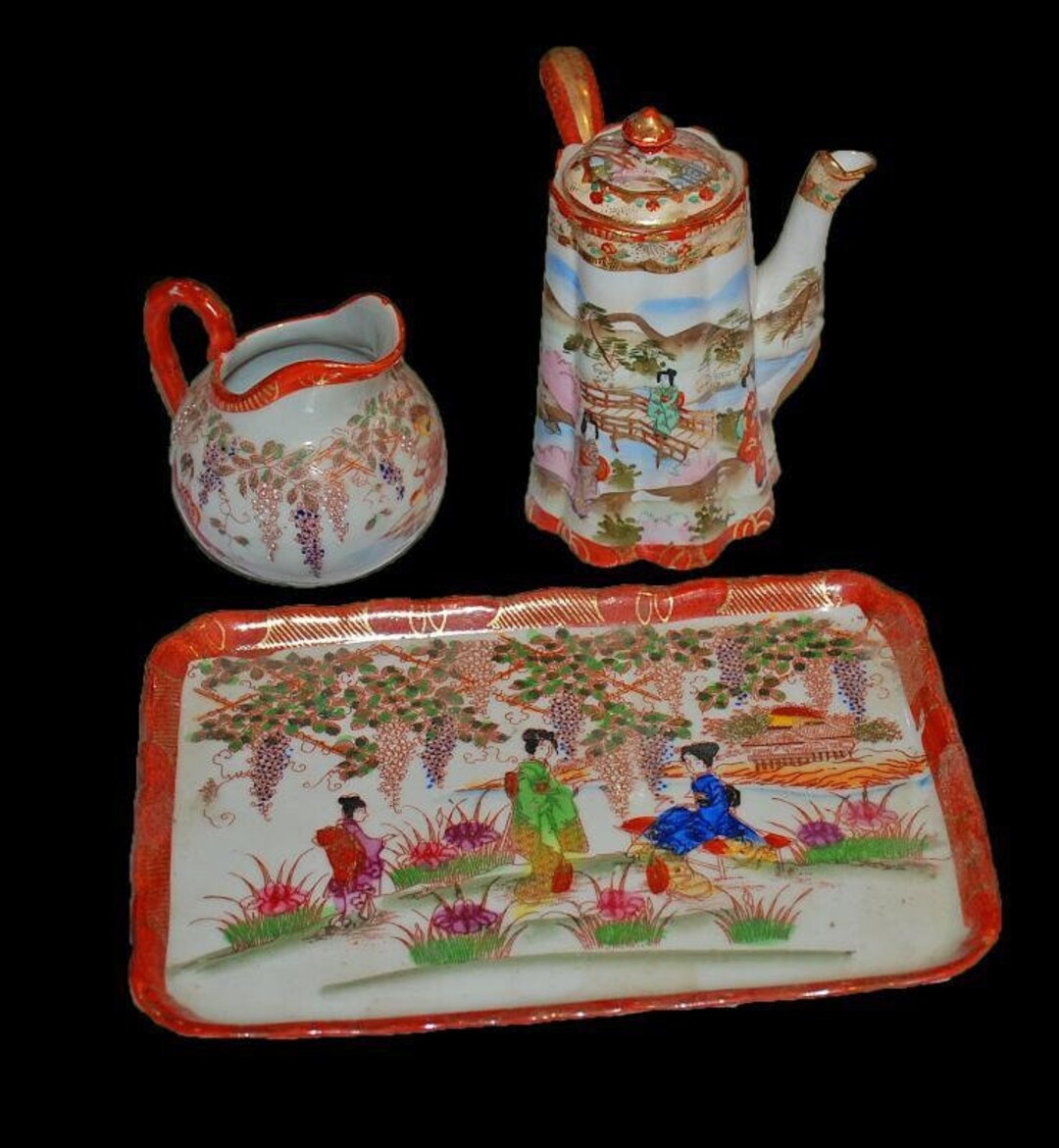 GEISHA GIRL Porcelain Japan Nippon Chocolate KYUSU Pot Set - Etsy