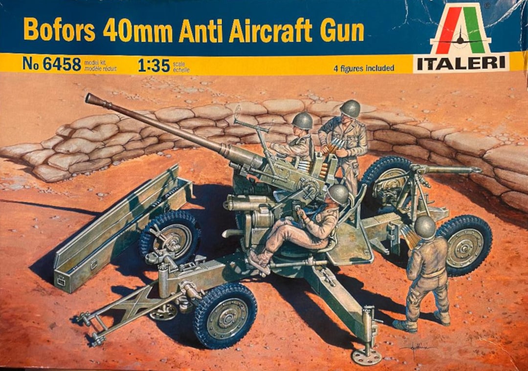 Bofors 40mm Anti-aircraft Gun With Crew by Italeri 6458 1:35 Plastic ...