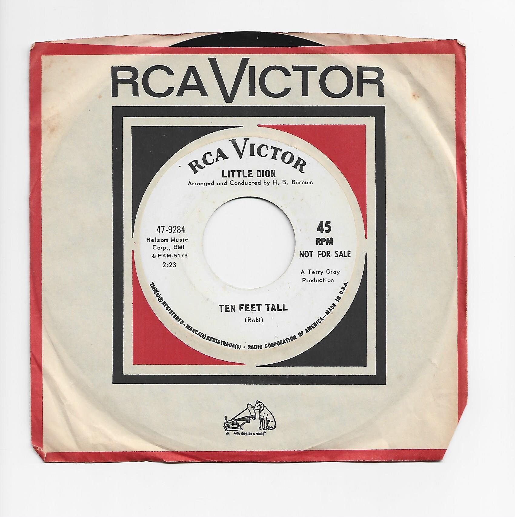 45 Rpm - Promo -little Dion - Lonely Tears Drops / Ten Feet Tall - RCA ...