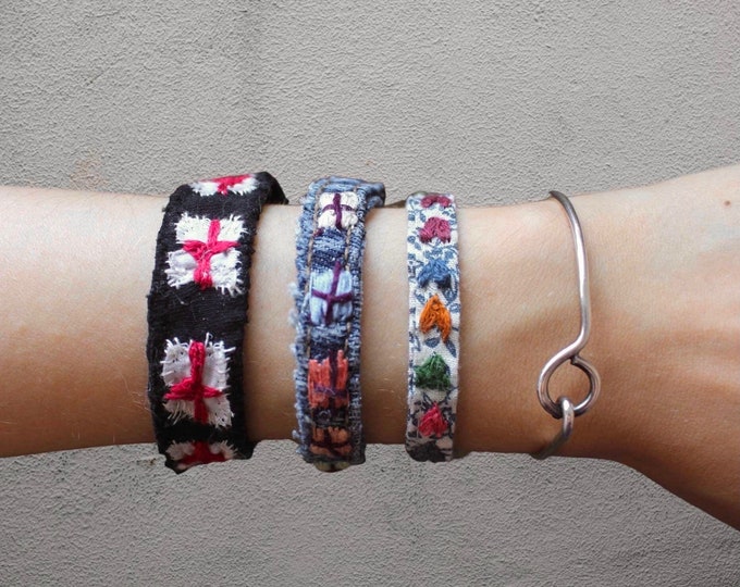 Your Choice Sweet Handmade Embroidered Adjustable Textile Bracelets - Etsy