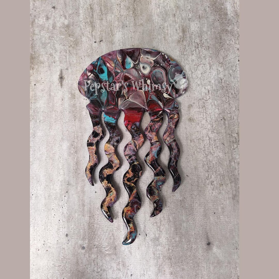 Resin Coated Fluid Art Jellyfish Wall Hanging - Etsy